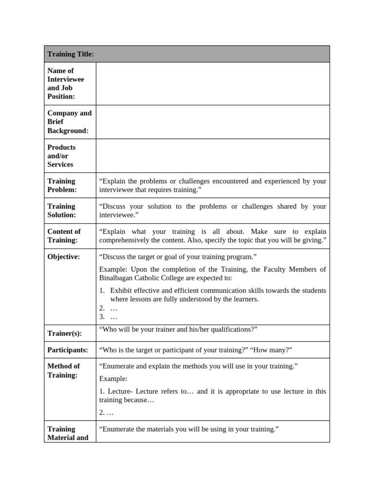 Comprehensive Training Program Outline | PDF