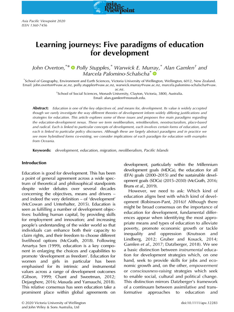 Five Education Paradigms for Development | PDF | Neoliberalism | Knowledge