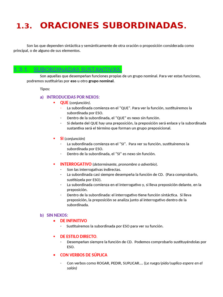 La Oración Compuesta (2) Sustantivas | PDF | Relaciones sintácticas ...