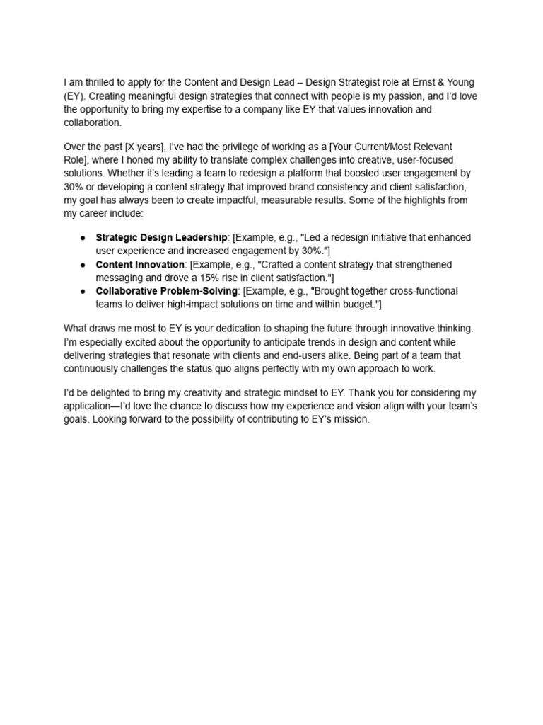 EY Cover Letter | PDF