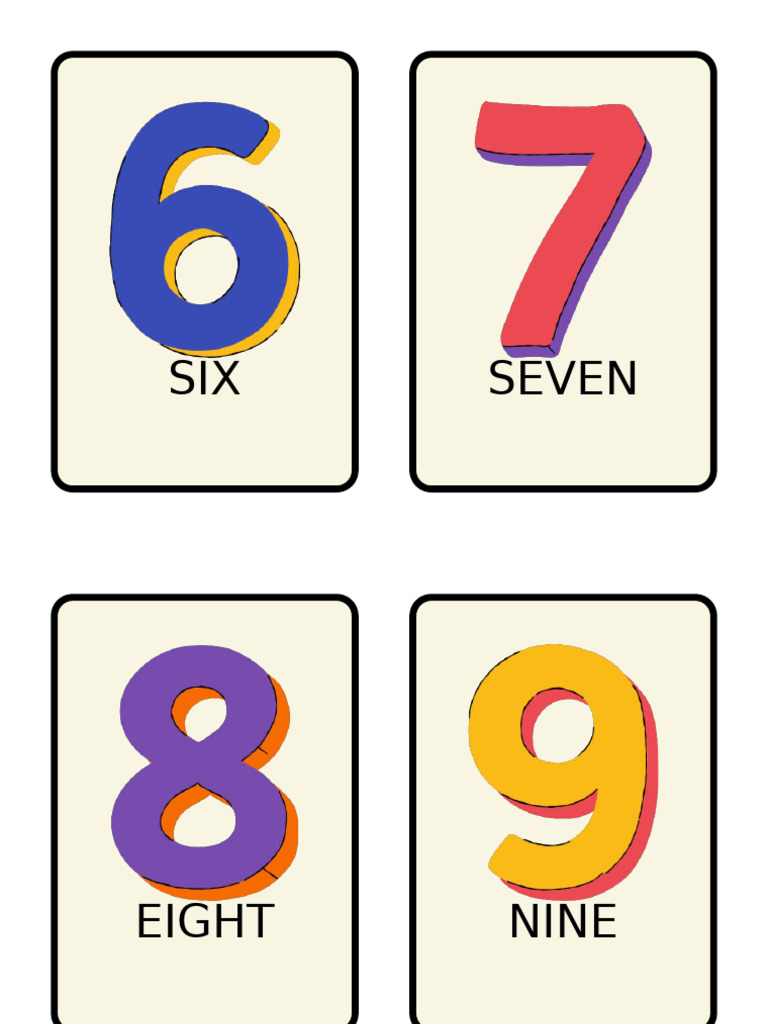 Numbers 0 To 9 Flashcards in Colourful Simple Educational Style | PDF