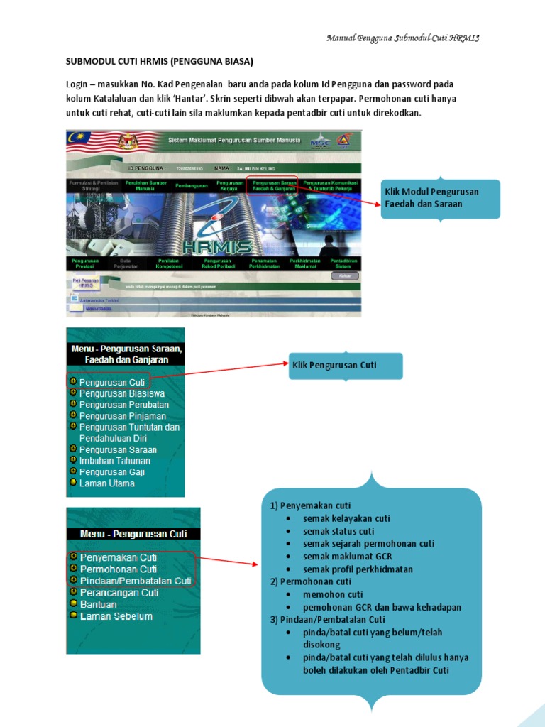 Manual CUTI Hrmis | PDF