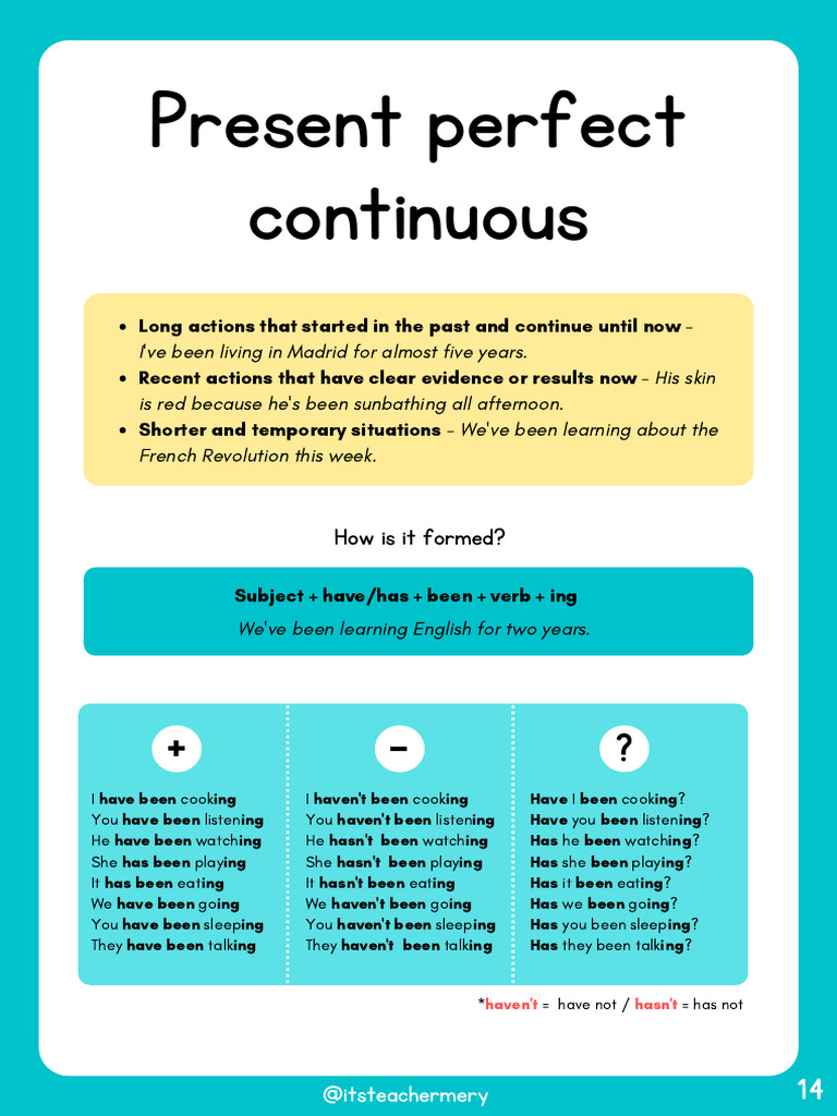 Present Perfect Continuous Explained | PDF