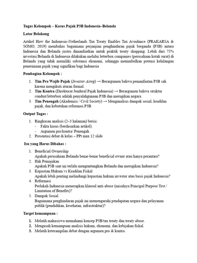 Analisis Pajak P3B Indonesia-Belanda | PDF