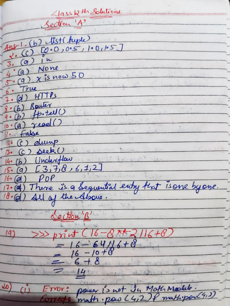 Class 12 CS Paper Solution | PDF