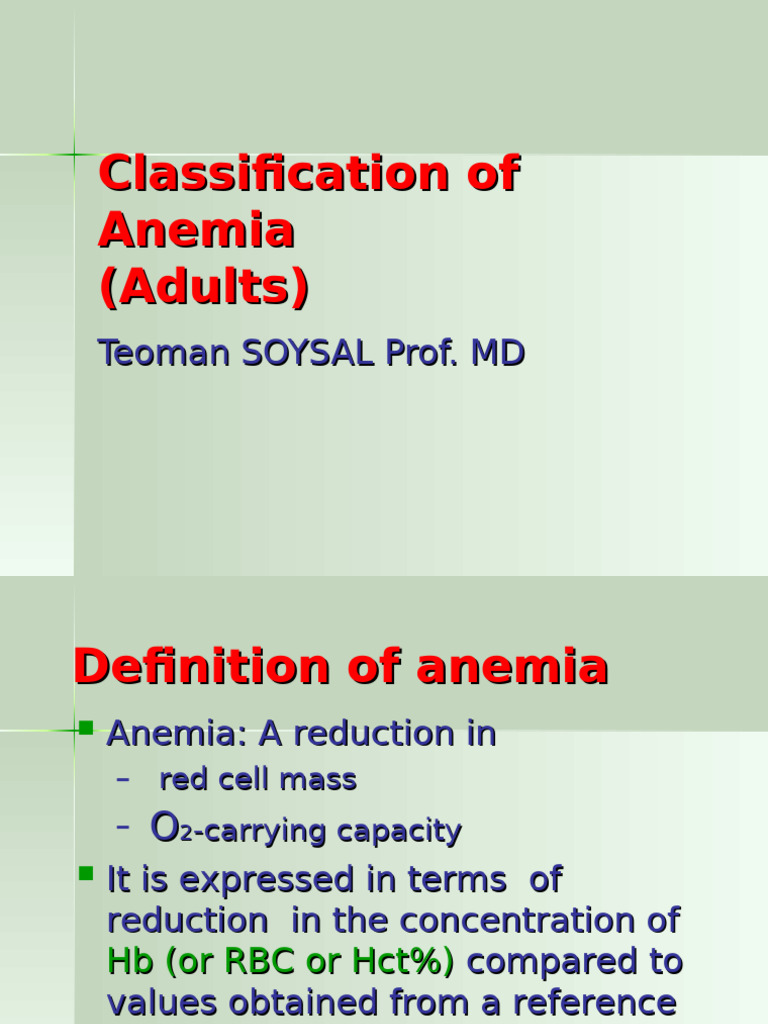 Anemia Classification and Diagnosis Guide | PDF | Anemia | Medical ...