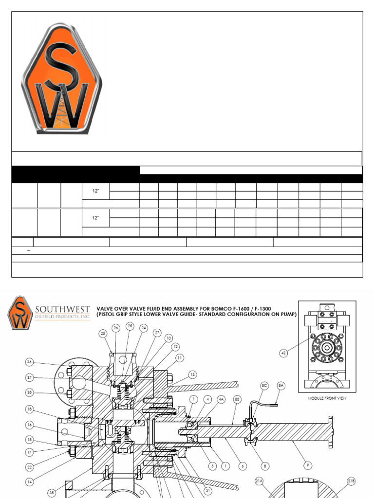 BOMCO F-1600/F-1300 Mud Pump Parts Guide | PDF | Valve | Pump