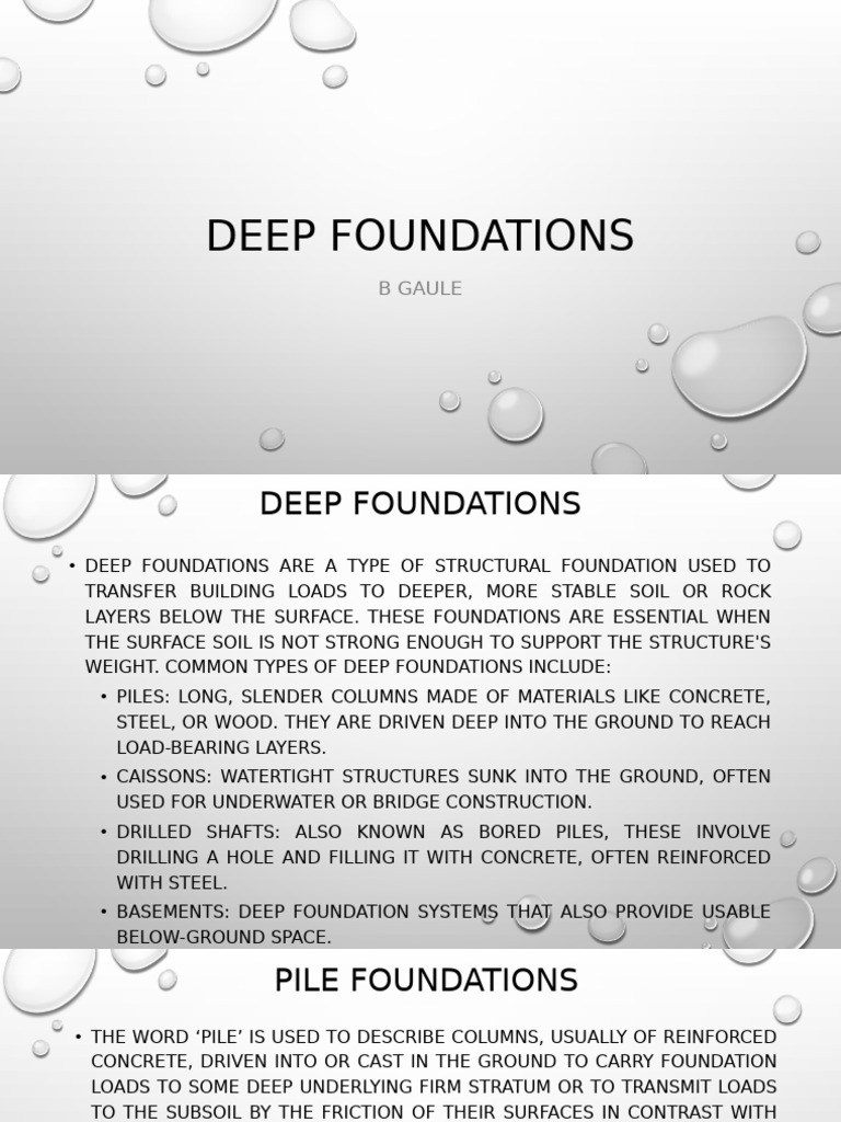 Lecture 1 Deep Foundations | PDF | Foundation (Engineering) | Civil ...