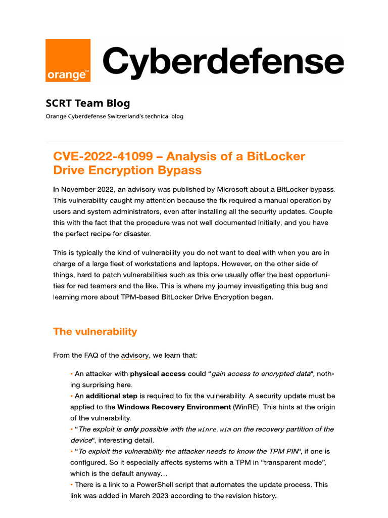 Bitlocker Vulnerability | PDF