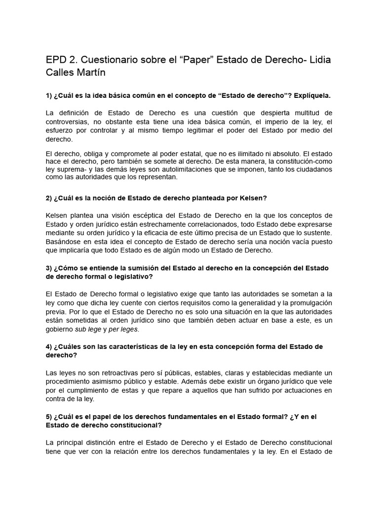 EPD2 - Estado de Derecho - Lidia Calles Martín | PDF | Democracia ...