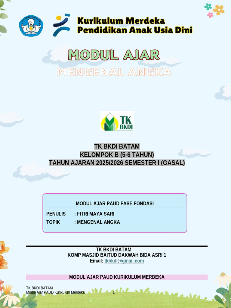 Modul Ajar PAUD: Mengenal Angka 1-10 | PDF