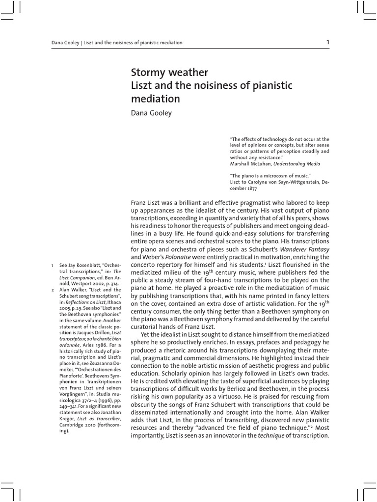 Liszt and The Noisiness of Pianistic Med | PDF | Franz Liszt | Piano