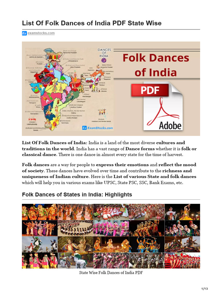 Folk Dances of India by State | PDF | Dances