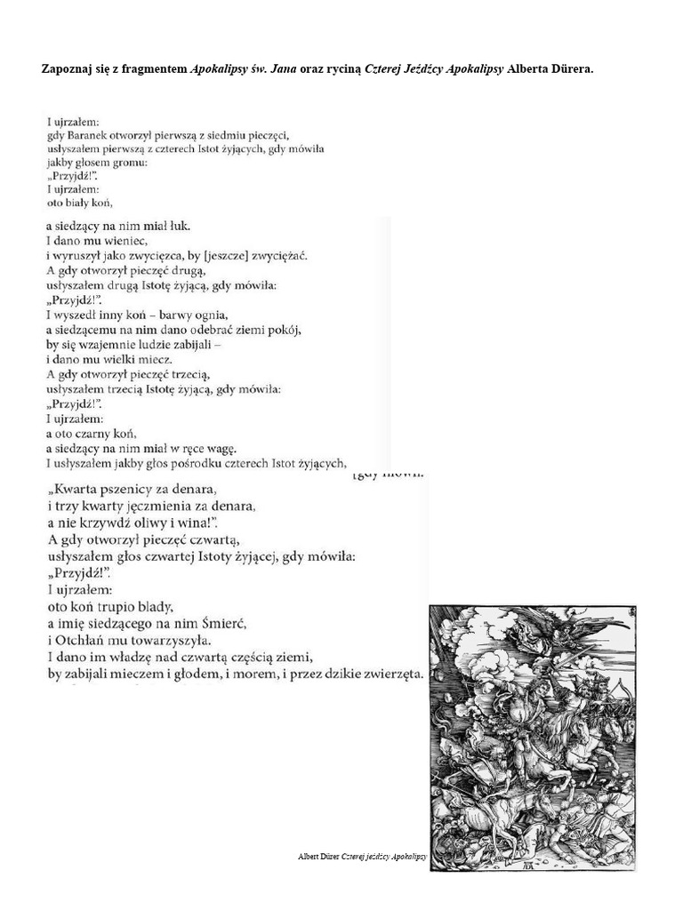 Apokalipsa Św. Jana - Zadanie | PDF