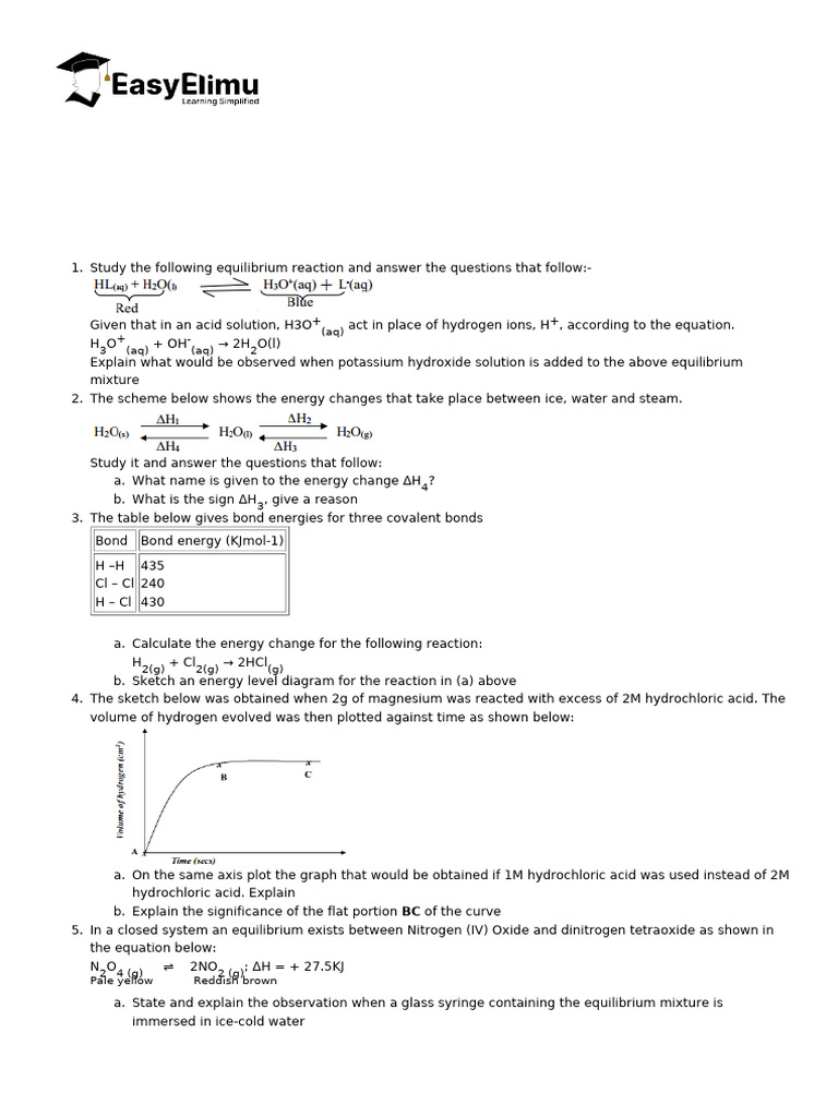 HsReaction Rates and Reversible Reactions Questions and Answers ...