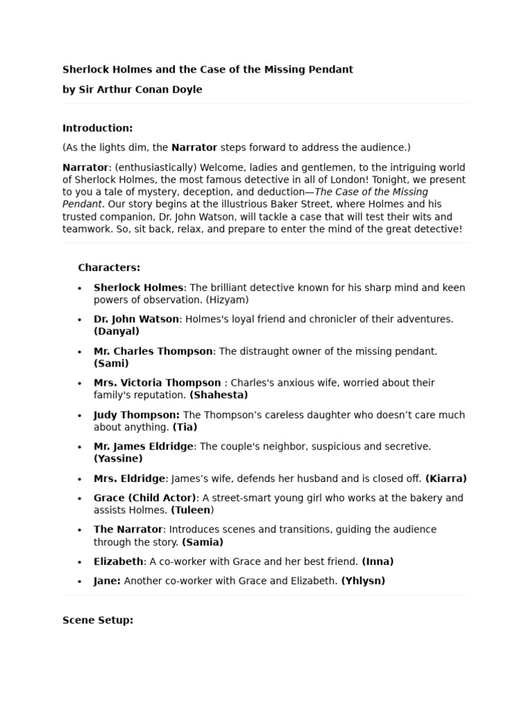 Sherlock Holmes and The Case of The Missing Pendant-UPDATED VERSION 1 ...