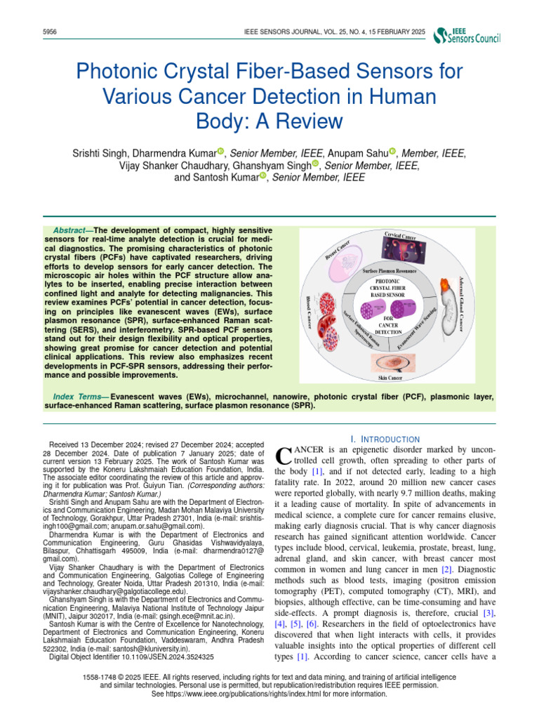 Photonic Crystal Fiber Sensors for Cancer Detection | PDF | Surface ...