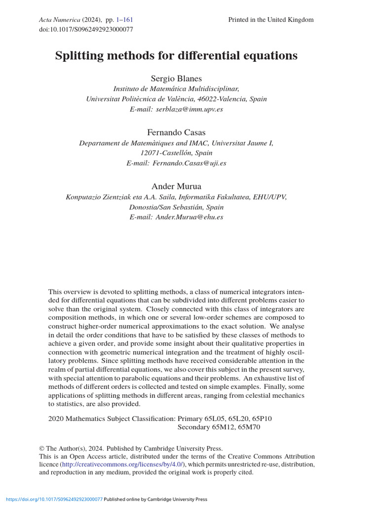 Splitting Methods for Differential Equations | PDF | Hamiltonian ...