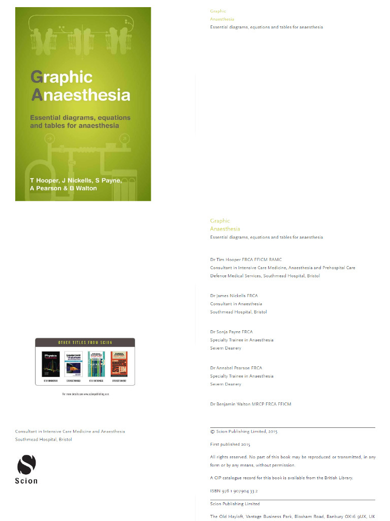Graphic Anaesthesia - Essential Diagrams, Equations and Tables For ...