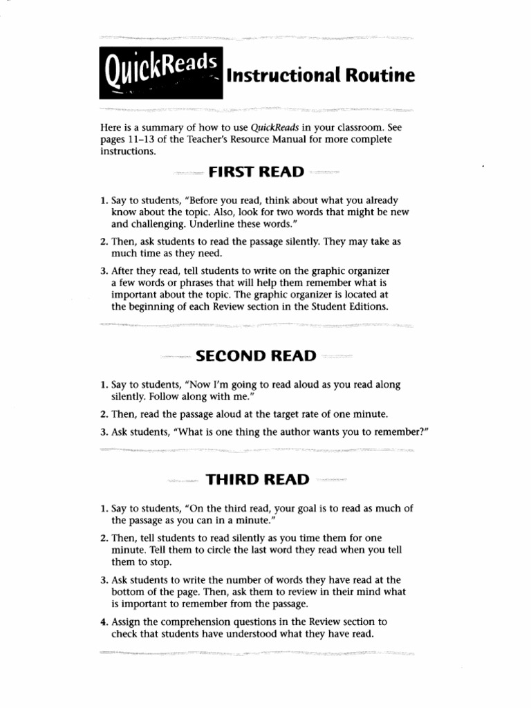 Quick Read Aloud Routine | PDF