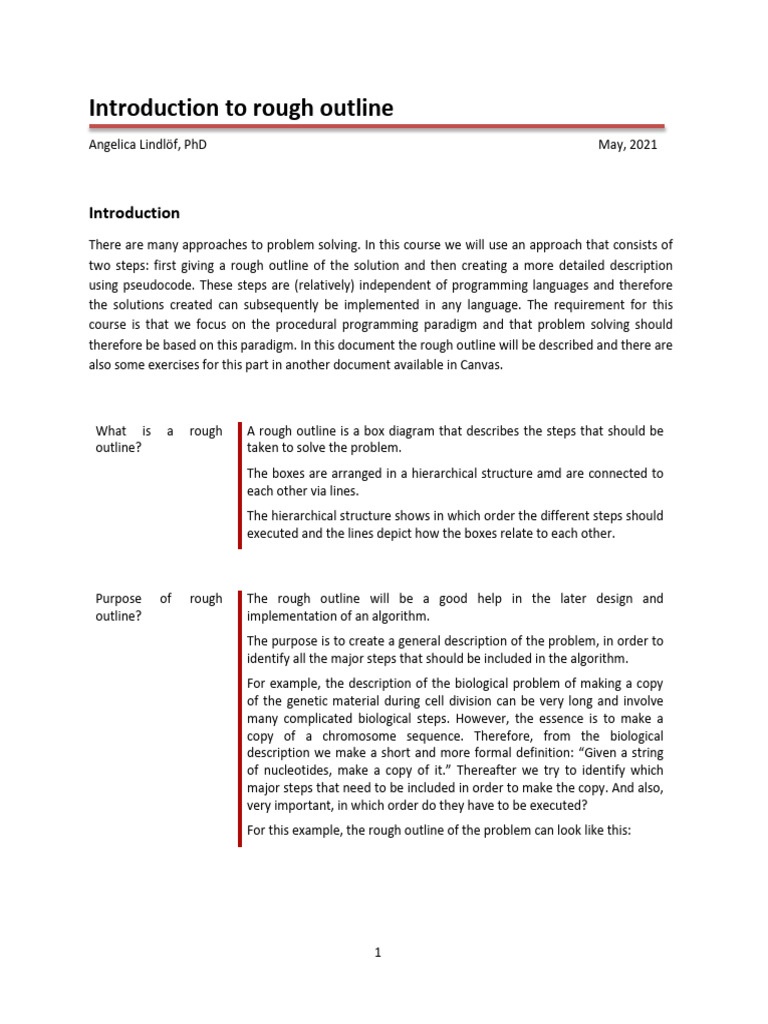Rough Outline for Algorithm Design | PDF | Algorithms | Dna
