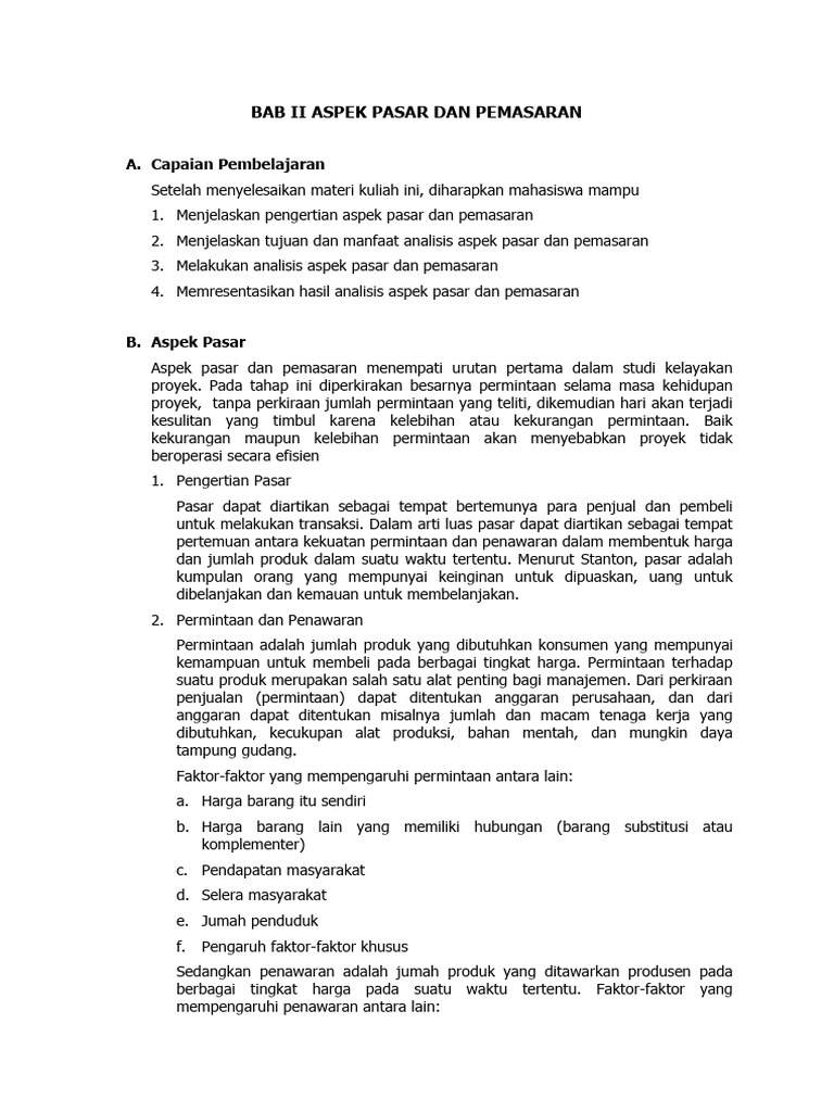 3materi Aspek Pasar Dan Pemasaran | PDF