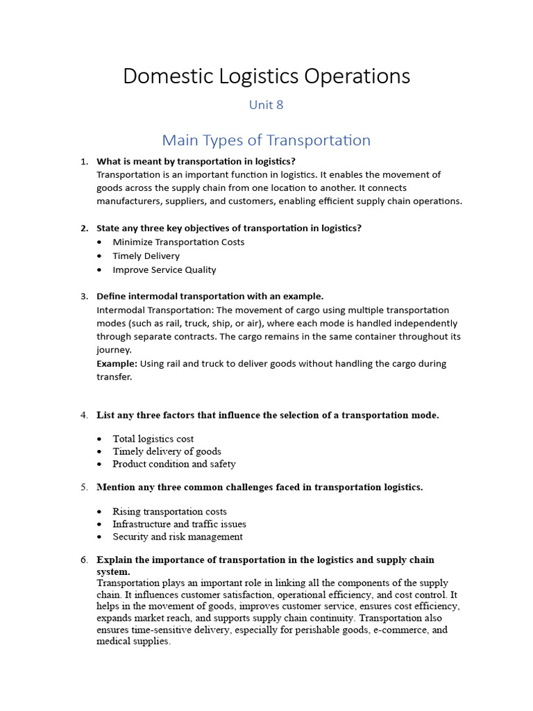 Domestic Logistics Operations | PDF | Transport | Cargo