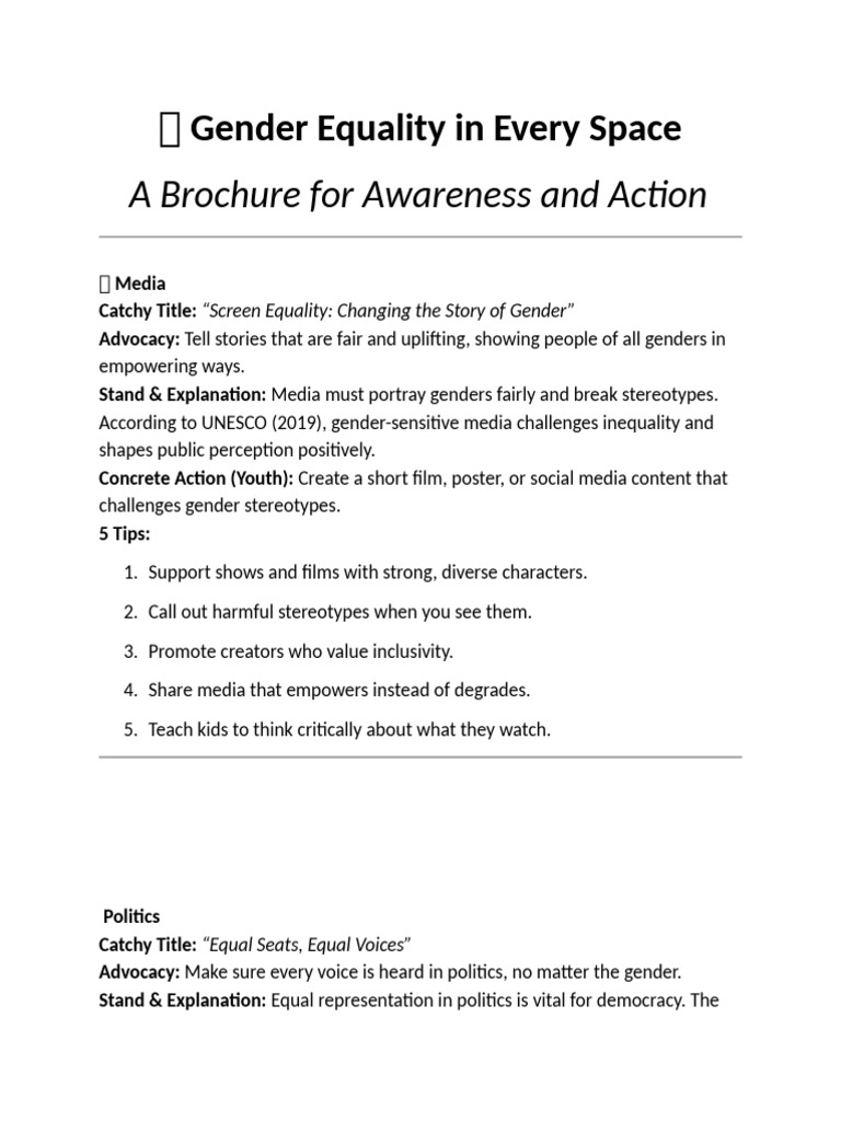 Gender Equality Awareness and Action Guide | PDF | Social Equality ...