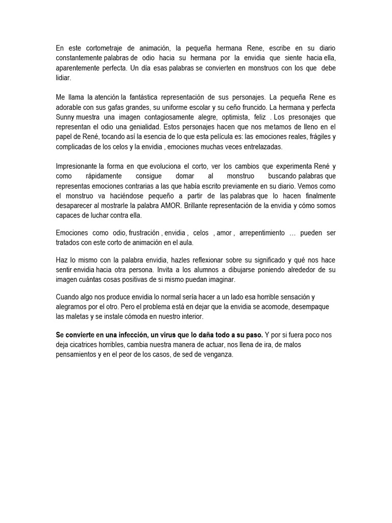 Reflexion Celos-Envidia | PDF | Envidia | Amor