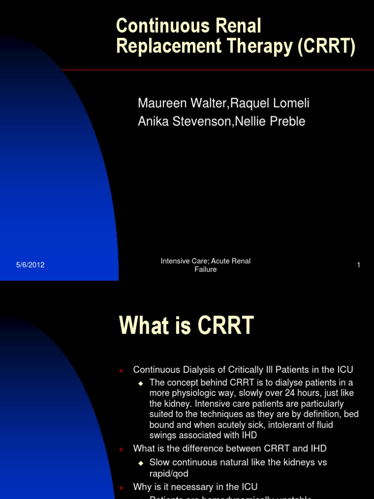 CRRT | Intensive Care Medicine | Medical Specialties