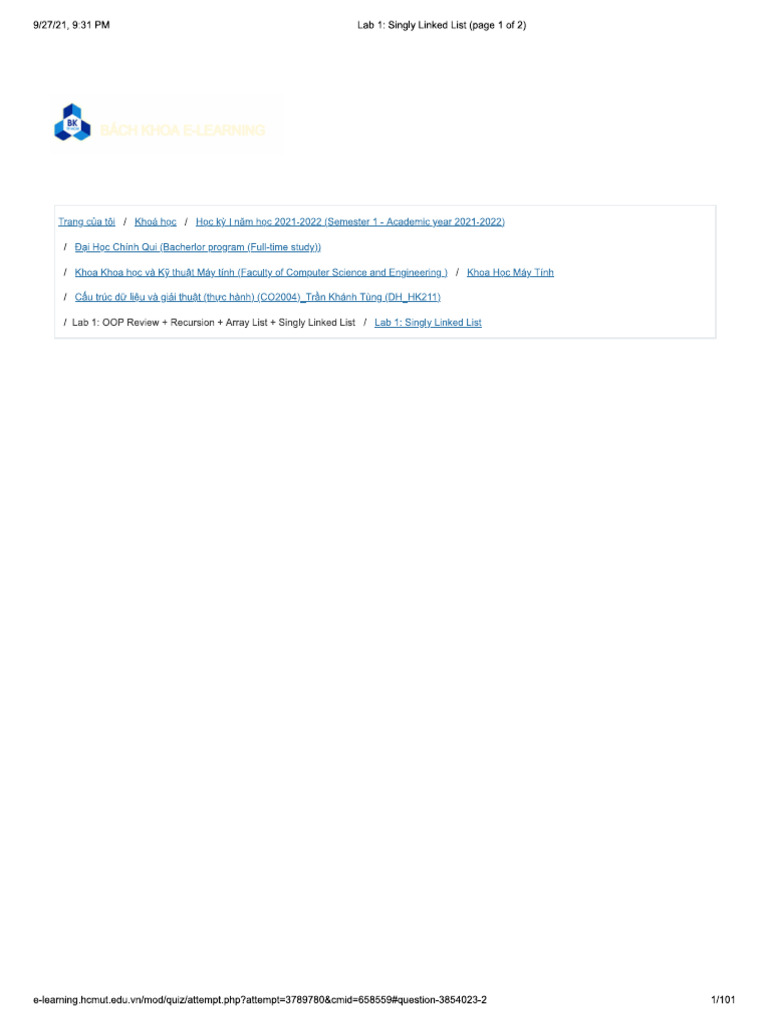 DSA Lab Trần Khánh Tùng SinglyLinkedList | PDF