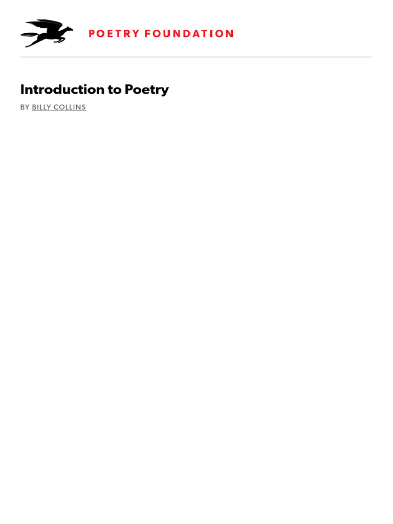 Poetry - 1 Collins - Introduction To Poetry Poem | PDF