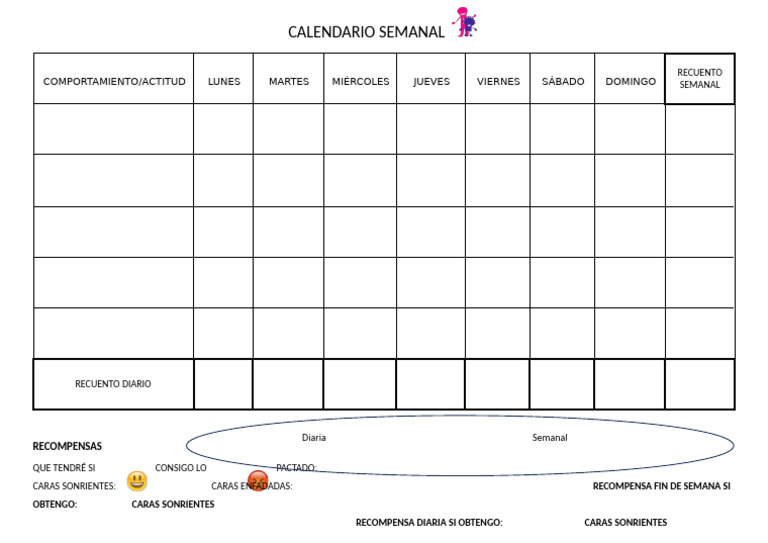 Calendario Semanal de Comportamiento | PDF