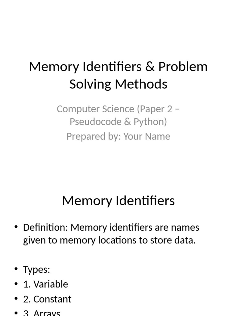 Memory Identifiers Paper2 Python | PDF | Data Type | Algorithms