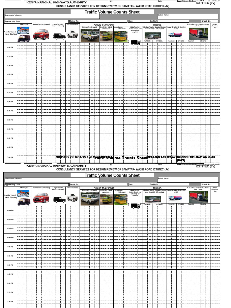 Traffic Volume Counts for Various Vehicles | PDF | Transport | Vehicle ...