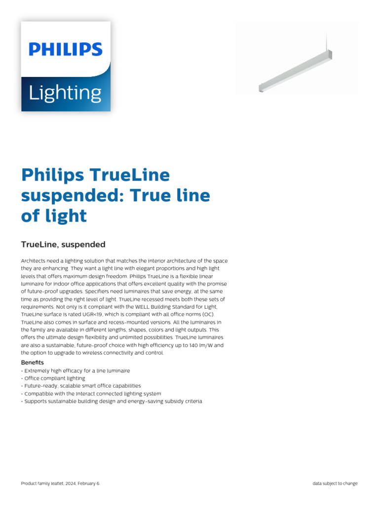 Philips TrueLine Suspended Lighting Solutions | PDF | Lighting