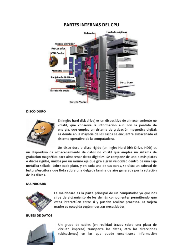 Partes Internas Del Cpu | Disco duro | Dispositivo de almacenamiento de ...