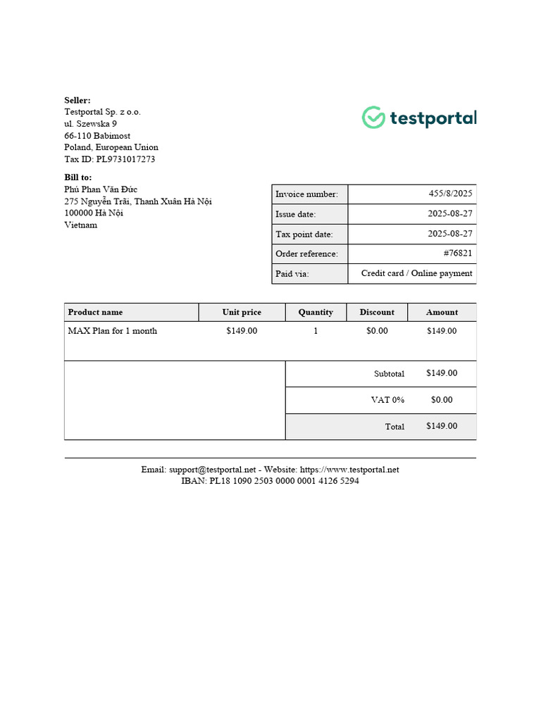 Invoice 455 - 8 - 2025 | PDF