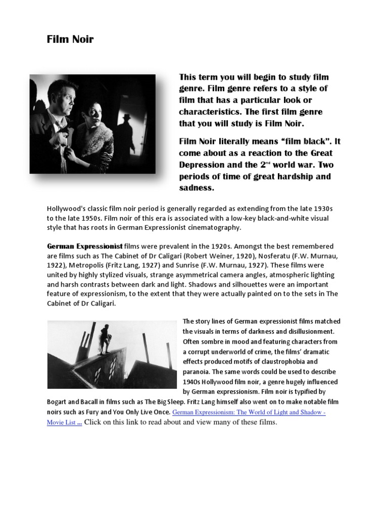 Film Noir Characteristics | PDF | Film Noir | Leisure