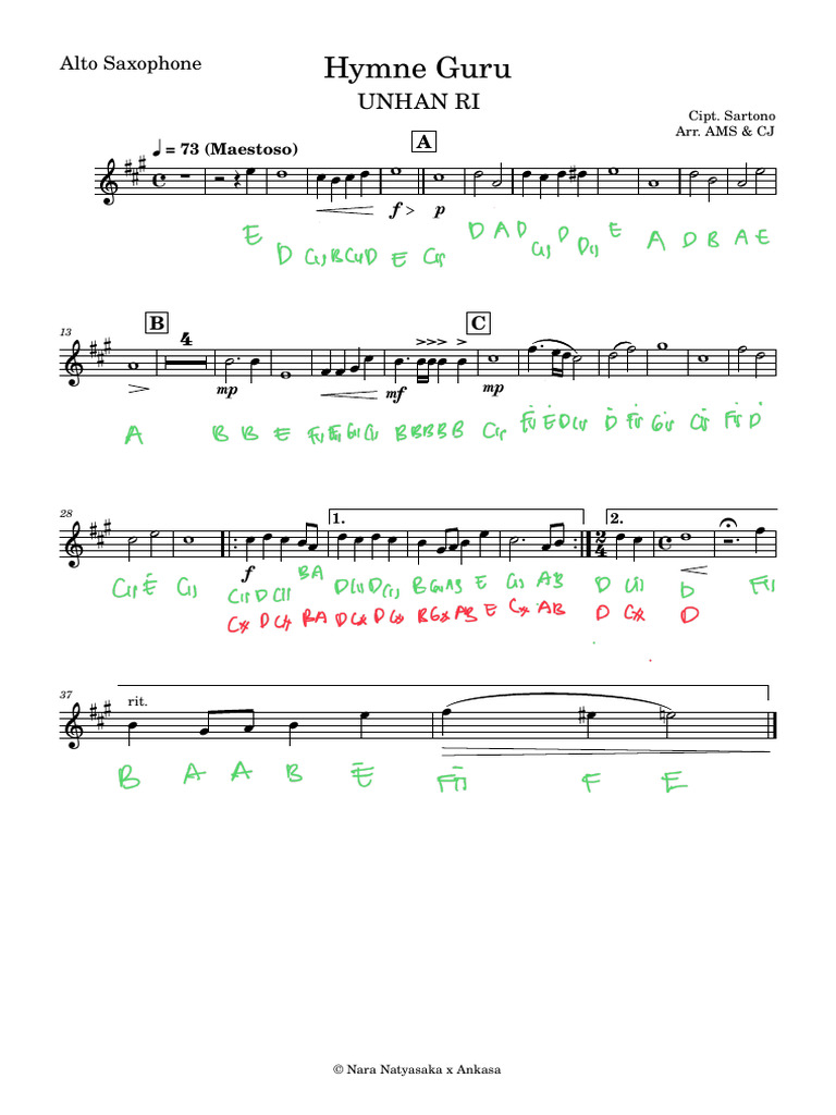 Hymne Guru - Alto Saxophone | PDF