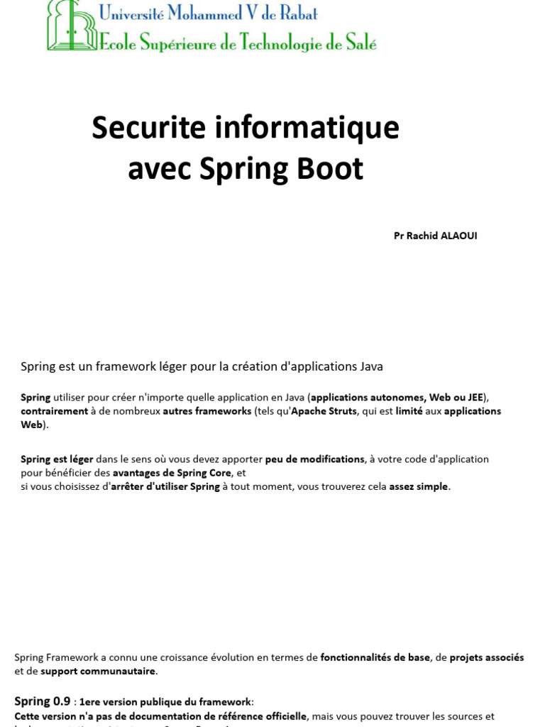 Cours Securite Des App Web Avec Spring Boot Et Spring Security | PDF ...
