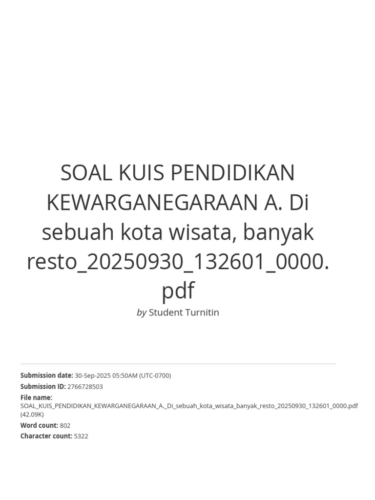 Hasil-Plagiarisme-Soal Kuis Pendidikan Kewarganegaraan A | PDF