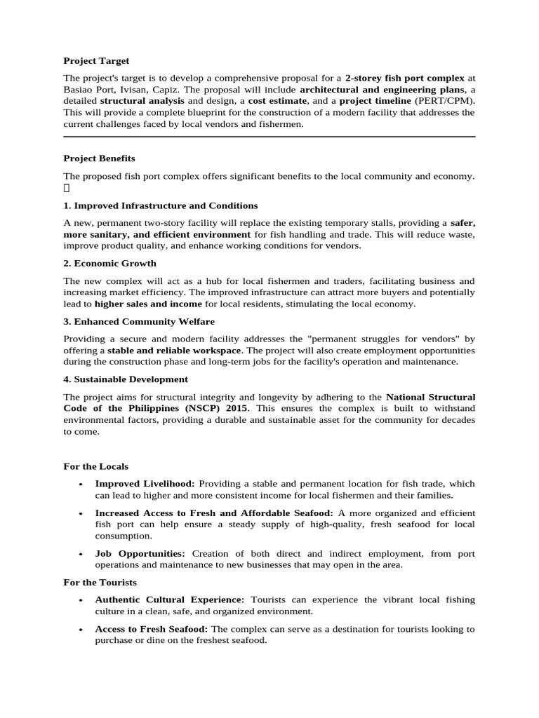 2-Storey Fish Port Complex Proposal | PDF | Infrastructure | Food Security