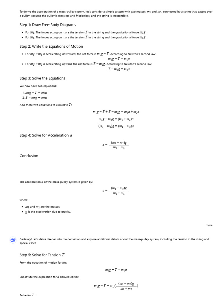 Mass-Block Acceleration | PDF | Tension (Physics) | Force