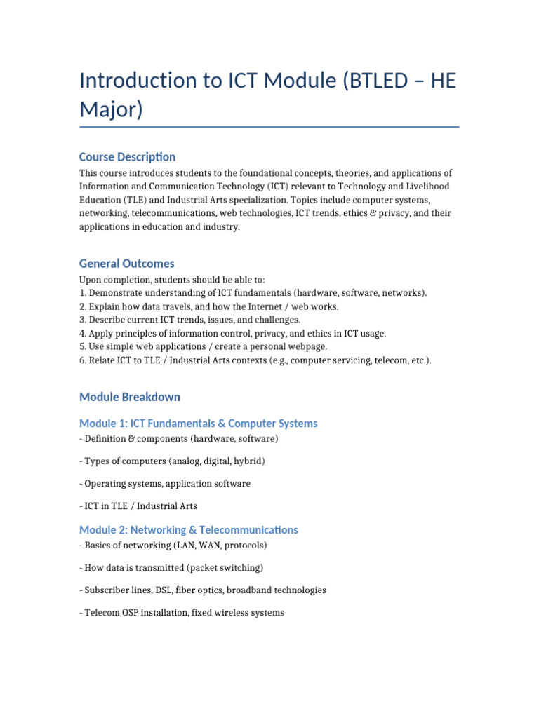 Introduction To Ict Btled He Full Reviewer | PDF | World Wide Web | Internet & Web