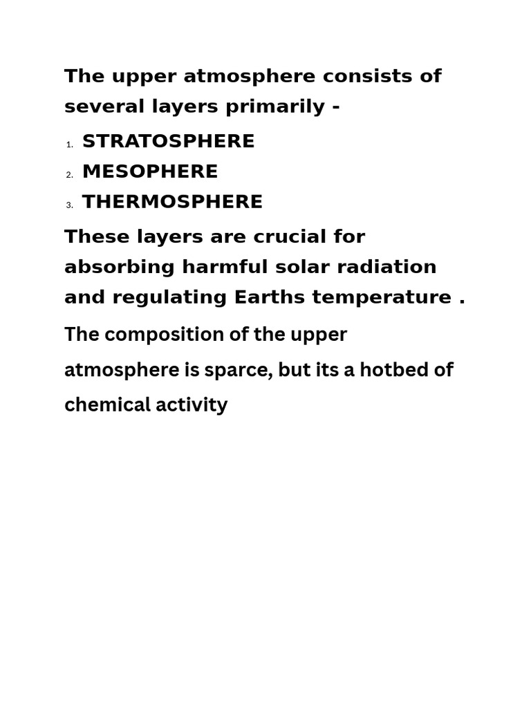 The Upper Atmosphere Consists of Several Layers Primarily | PDF ...