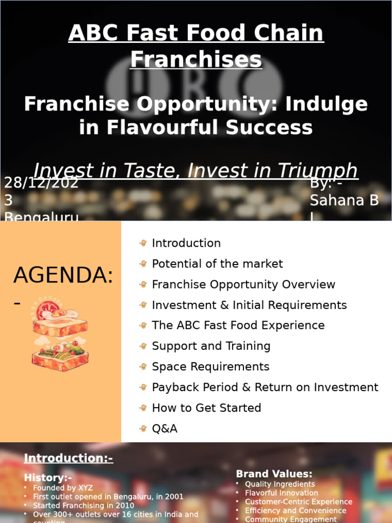 ABC Fast Food Franchise Opportunity | PDF | Franchising | Fast Food