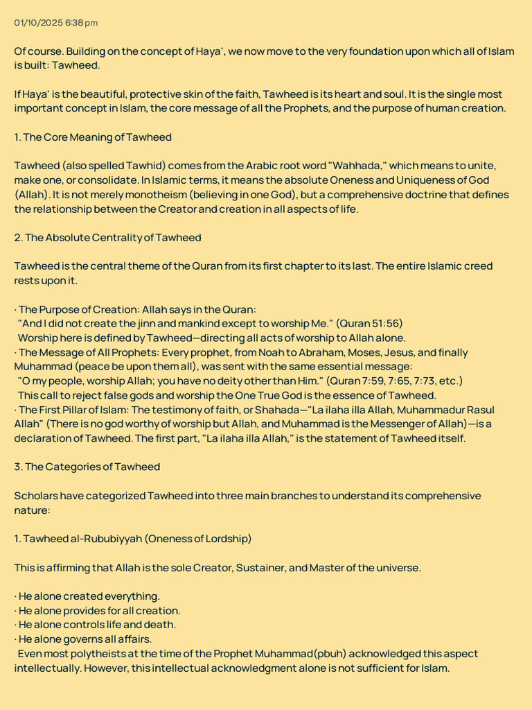 Understanding Tawheed in Islam | PDF | Tawhid | God In Islam
