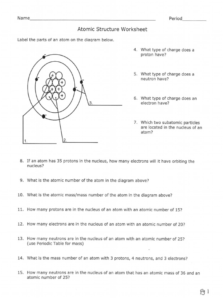 Atomic Structure - Worksheet | PDF