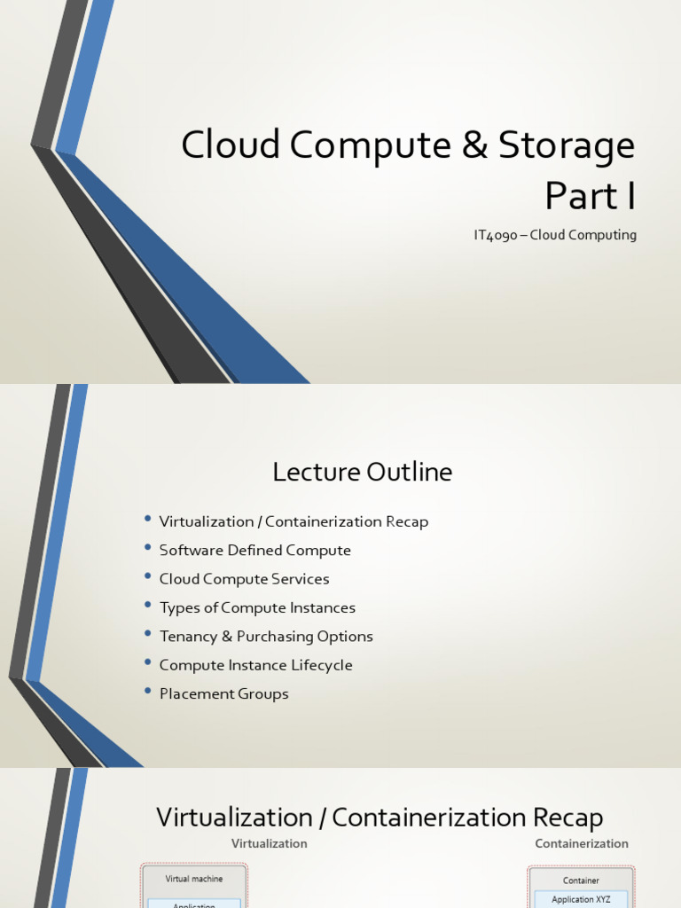 Cloud Computing - Compute and Storage - Part I | PDF | Virtual Machine | Virtualization